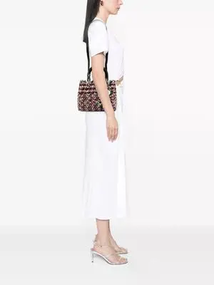 Dior 2011 Medium Tweed Cannage Fringe Lady Satchel - Black