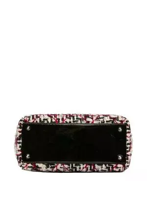 Dior 2011 Medium Tweed Cannage Fringe Lady Satchel - Black