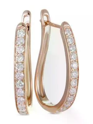 LB EXCLUSIVE 14kt Rose Gold Diamond Hoop Earrings - Pink