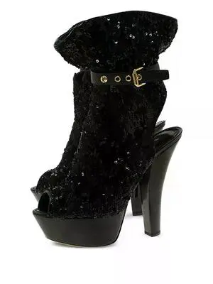 LOUIS VUITTON 140mm Sequin-embellished Peep-toe Boots