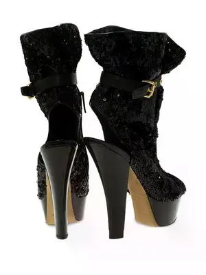 LOUIS VUITTON 140mm Sequin-embellished Peep-toe Boots