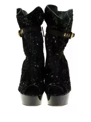 LOUIS VUITTON 140mm Sequin-embellished Peep-toe Boots