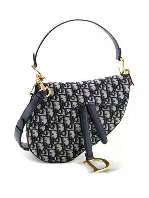 Dior Saddle Handbag With Strap Oblique Canvas - Blue