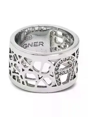 AIGNER 2024 Crystal Logo Ring - Silver