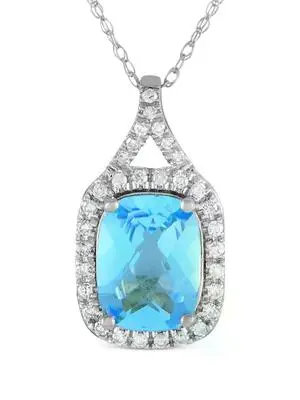 LB EXCLUSIVE 14k White Gold Diamond And Topaz Necklace - Silver