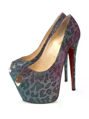 CHRISTIAN LOUBOUTIN 150mm Leopard Print Peep-toe Pumps