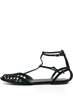 GIUSEPPE ZANOTTI Strappy Cut-out Flat Sandals - Black