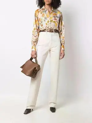 Hermès 1990s Leaf Print Silk Shirt