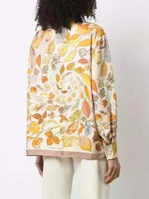 Hermès 1990s Leaf Print Silk Shirt