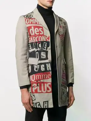 Comme Des Garçons 2008 Collage Print Notched Coat