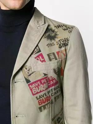 Comme Des Garçons 2008 Collage Print Notched Coat