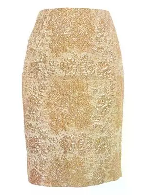 Valentino Garavani Lace-overlay Silk Skirt - Yellow