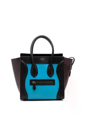 Celine 2014 Micro Tricolor Leather Luggage Tote Bag - Blue