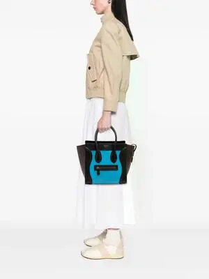 Celine 2014 Micro Tricolor Leather Luggage Tote Bag - Blue