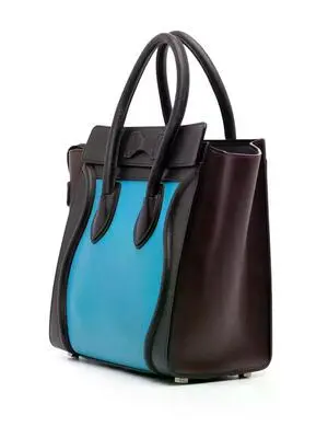 Celine 2014 Micro Tricolor Leather Luggage Tote Bag - Blue