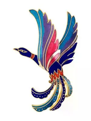 SUSAN CAPLAN 1980s Paradise Bird Brooch - Blue