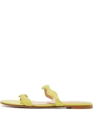 GIANVITO ROSSI Wave-strap Leather Flat Sandals - Green