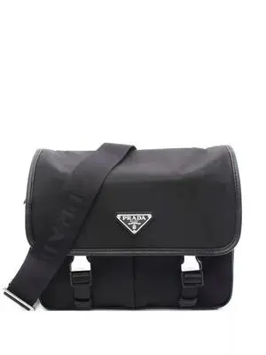 Prada 2020s Buckle Leather Shoulder Bag - Black