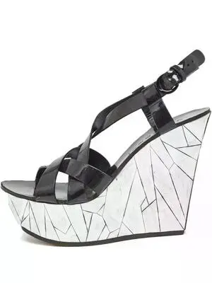 Casadei Patent-leather Wedge Sandals - Black