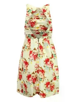 Alice + Olivia Floral Print Ruched Halterneck Mini Dress