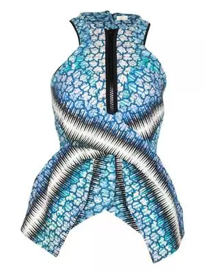 PETER PILOTTO Half-zip Sleeveless Peplum Blouse