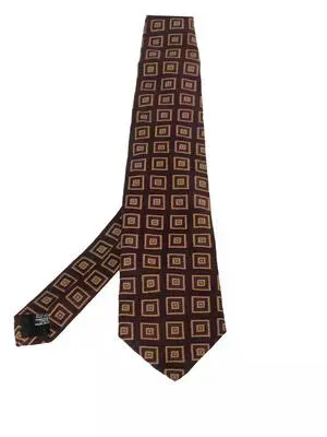 BOSS Geometric-patterned Tie - Red