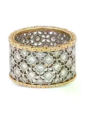 Buccellati 18k Yellow And White Gold Scacchi Diamond Ring - Silver