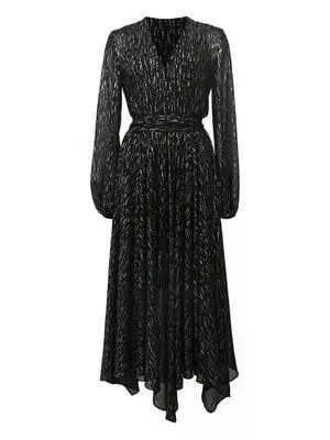 Maje Gathered Long-sleeve Midi Dress