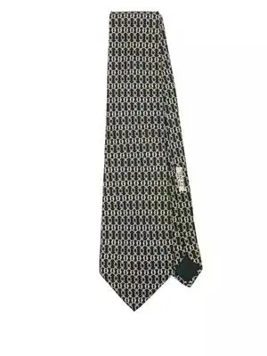 Hermès 2010s Graphic-print Tie - Black