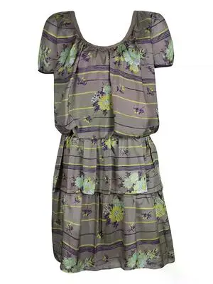 Philosophy Di Alberta Ferretti Floral-print Tiered Dress - Grey