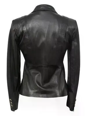Gucci 550mm Button Front Leather Jacket