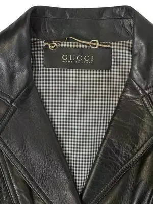 Gucci 550mm Button Front Leather Jacket