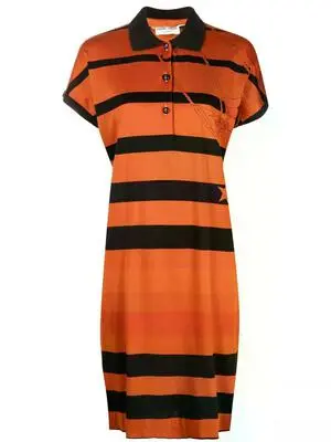 Pierre Cardin 1980s Striped Polo Dress - Orange