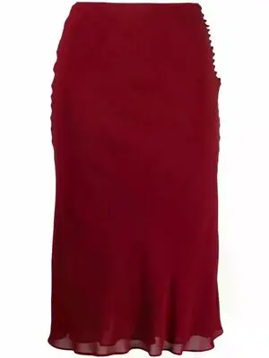 Dior 1990s Ruffled Hem High-waisted Skirt - Red