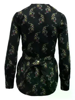 Sandro Aya Tiger-print Half-zip Blouse
