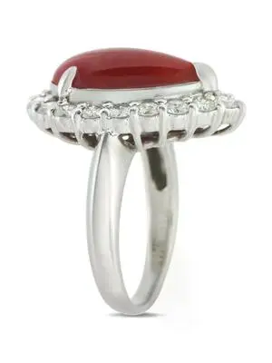 LB EXCLUSIVE Platinum, Diamond, And Coral Ring