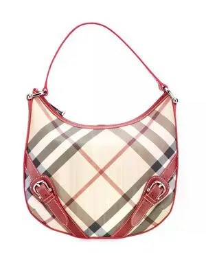 Burberry Supernova Check Coated Canvas Larkin Hobo Bag - Brown