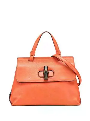 Gucci Leather Bamboo Daily Satchel - Orange