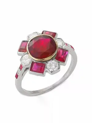 CARTIER Platinum Art Deco Burmese Ruby And Diamond Ring