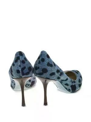 Dolce & Gabbana 90mm Denim Leopard-print Pumps