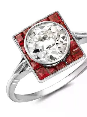 PRAGNELL Platinum Art Deco Ruby And Diamond Ring