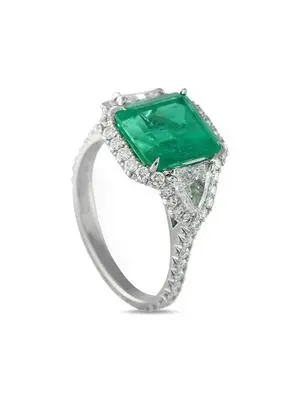 Kwiat Platinum, Emerald, And Diamond Ring - Silver