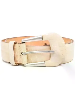 Giorgio Armani 2000s Snakeskin-effect Buckled Belt - Neutrals
