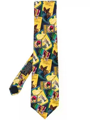 Versace 1990s Graphic-print Silk Tie - Yellow