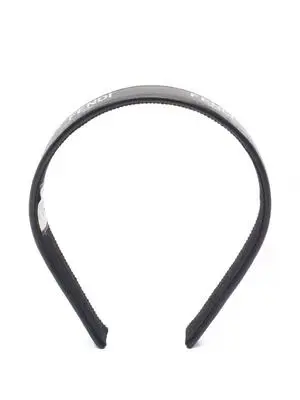 Fendi 2010s Leather Logo Headband - Black