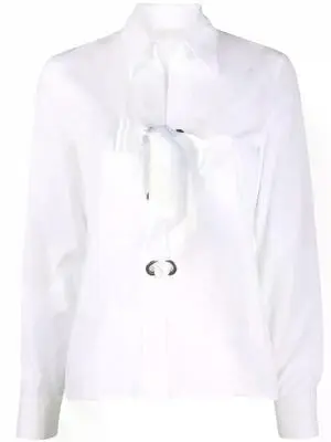 Valentino Garavani 2000s V-neck Bow-detailing Shirt - White