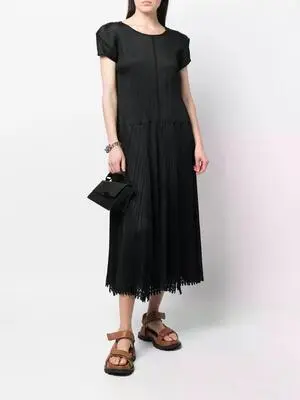 Issey Miyake 2000s Pleated A-line Midi Dress