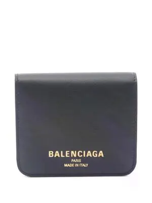 Balenciaga 2020s Leather Compact Wallet - Black
