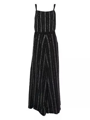 BAZZA ALZOUMAN Sequin-stripe Jumpsuit - Black