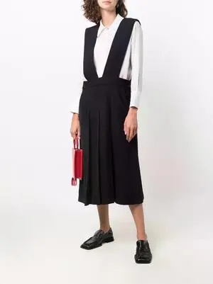 Comme Des Garçons 2000s Pleated Midi Skirt With Suspenders
